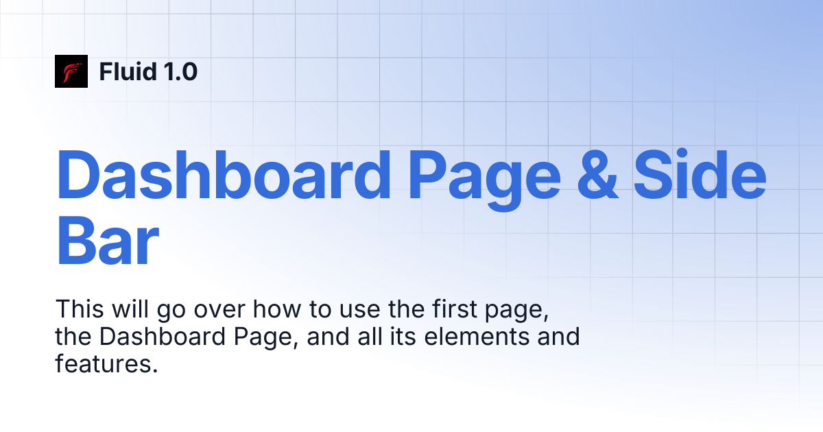 Dashboard Page & Side Bar | Fluid 1.0